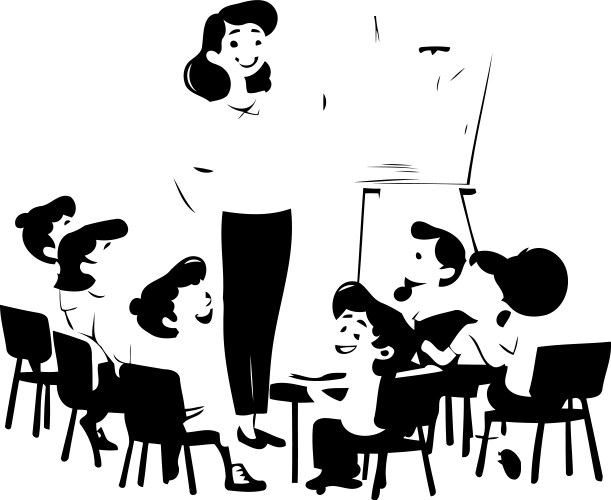 Teacher and children in the classroom Royalty Free Vector