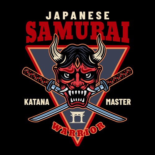 Samurai emblem badge label in two styles Vector Image