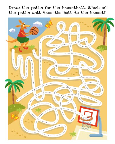 Maze game activity for kids draw all paths Vector Image