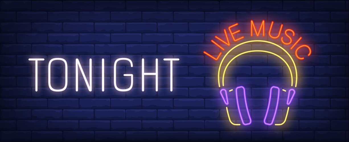 Neon sign live stream design element light banner Vector Image