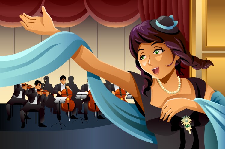 Female singer singing Royalty Free Vector Image