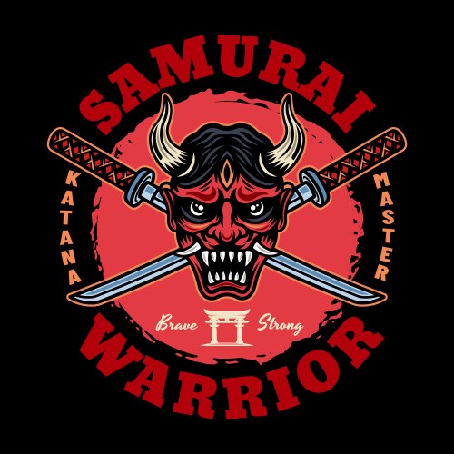Samurai emblem badge label in two styles Vector Image
