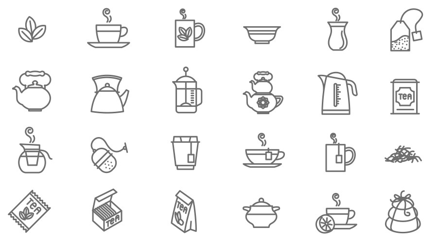 Tea and sweets icons set Royalty Free Vector Image