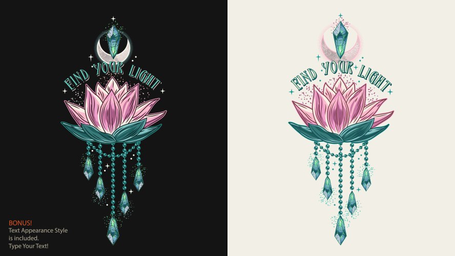Vertical composition with lotus magic crystal Vector Image