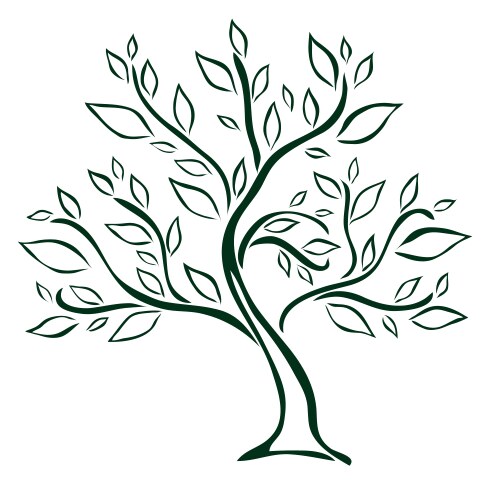 Flat green abstract tree without foliage Vector Image