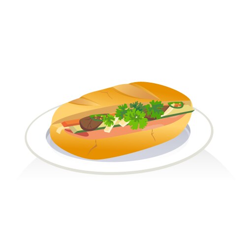 Cartoon Banh Mi Sandwich Royalty Free Vector Image
