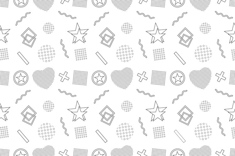 Retro memphis star pattern coloring page Vector Image