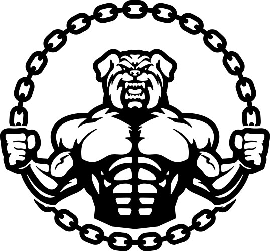 Muscular angry bull bodybuilder with dumbbells Vector Image