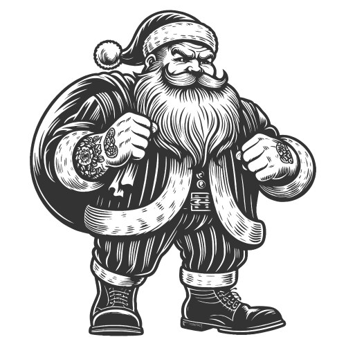 Santa claus clip art black white Vector Images & Graphics for ...