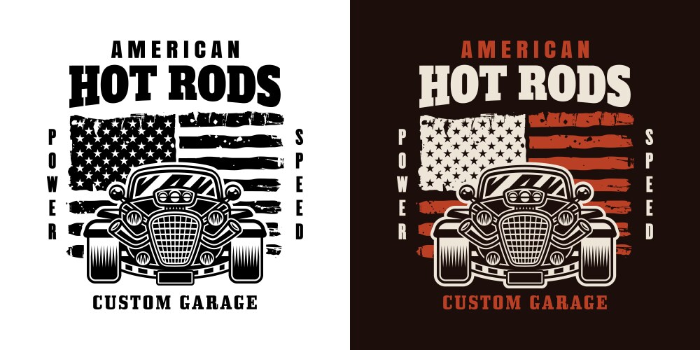 Hot rod emblem label badge or print Royalty Free Vector