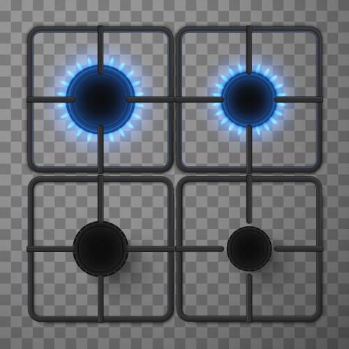 Burning stove gas burner realistic Royalty Free Vector Image