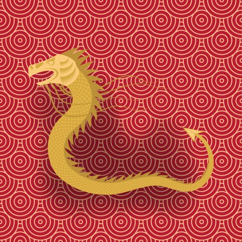 Chinese folklore gold dragon suitable Royalty Free Vector