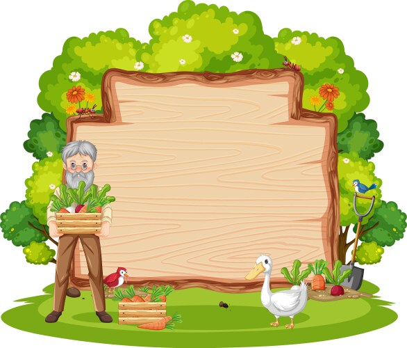 Empty board template with cartoon character Vector Image