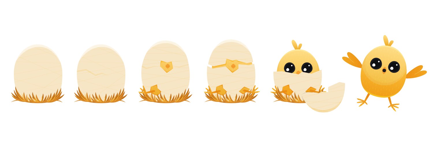 Cartoon hens garden tools and dried haystack Vector Image