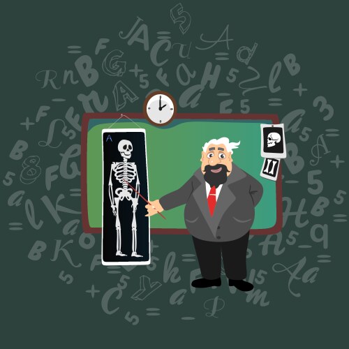 Math professor at the blackboard Royalty Free Vector Image