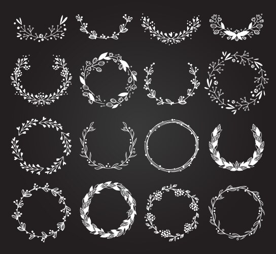 Hand drawn floral wreaths Royalty Free Vector Image