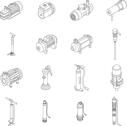 Water pump icon set design Royalty Free Vector Image
