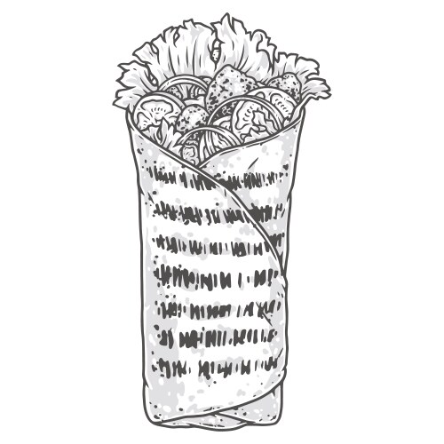 Doner kebab label colorful detailed Royalty Free Vector