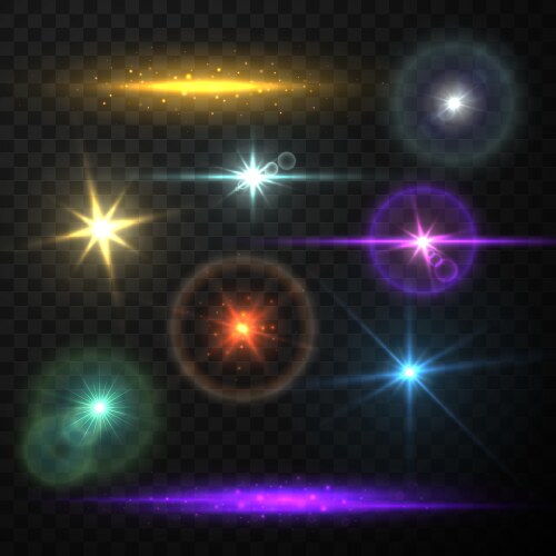 Realistic light effects collection Royalty Free Vector Image