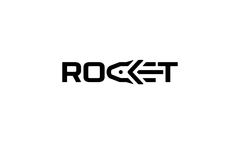 Creative rocket launch typography logo Royalty Free Vector
