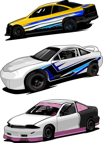 Bundle set stock car racing Royalty Free Vector Image