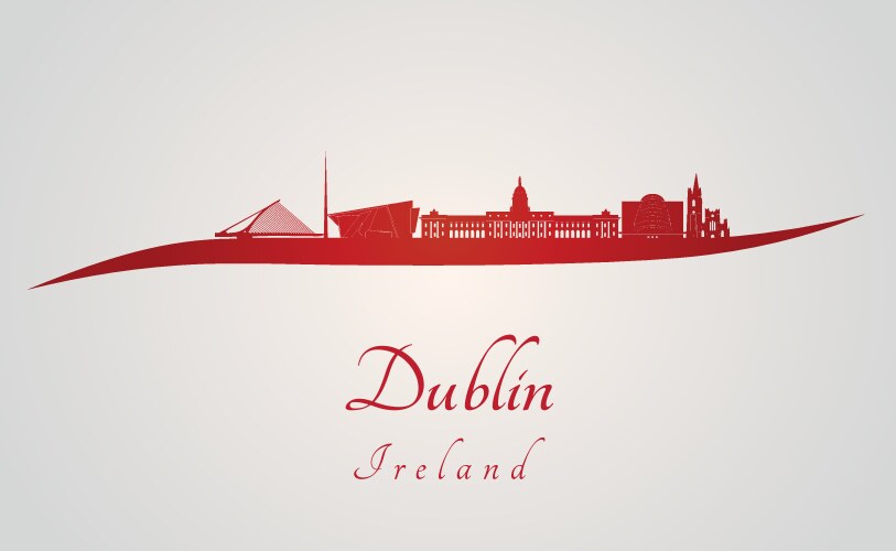 Dublin skyline in orange background Royalty Free Vector