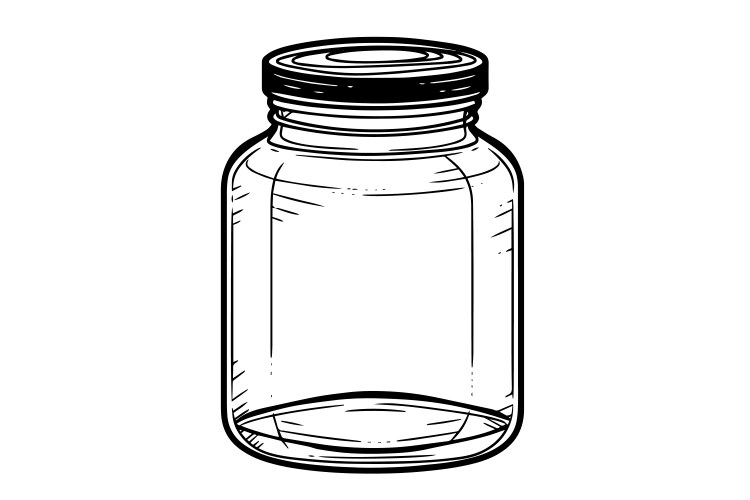 Empty jar hand drawn ink sketch engraved Vector Image