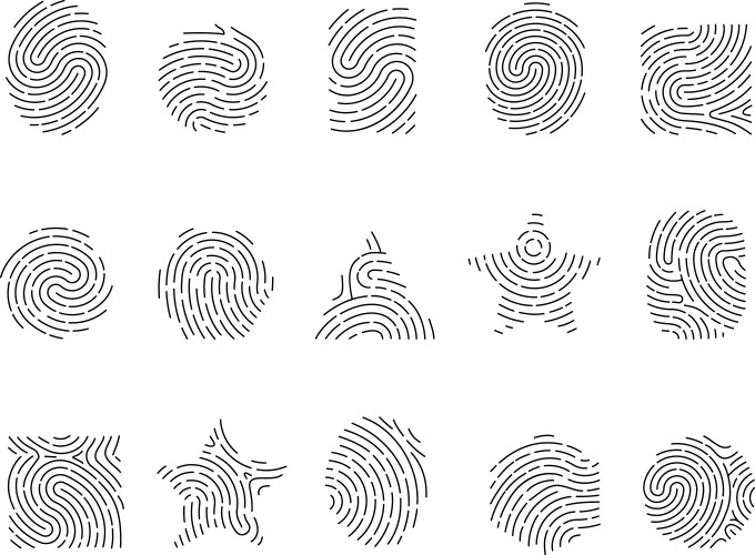 Different type set of fingerprints Royalty Free Vector Image