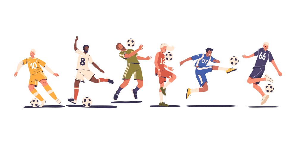 American football players characters showcasing Vector Image