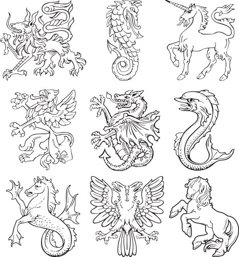 Heraldic monsters Royalty Free Vector Image - VectorStock