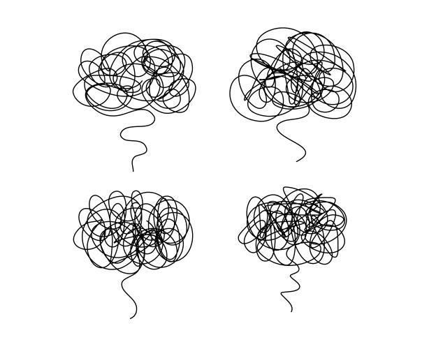 Tangled scribble brain doodle outline icon sign Vector Image