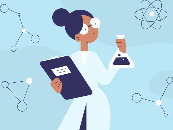 Colorful female scientist Royalty Free Vector Image