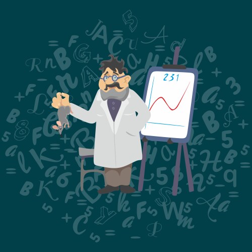 Math professor at the blackboard Royalty Free Vector Image