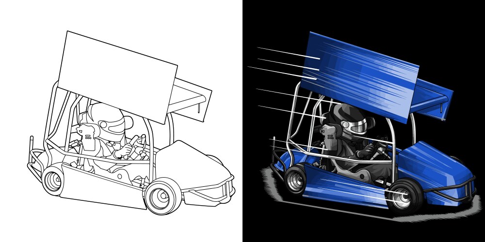 Blue drag racing car with black strip Royalty Free Vector