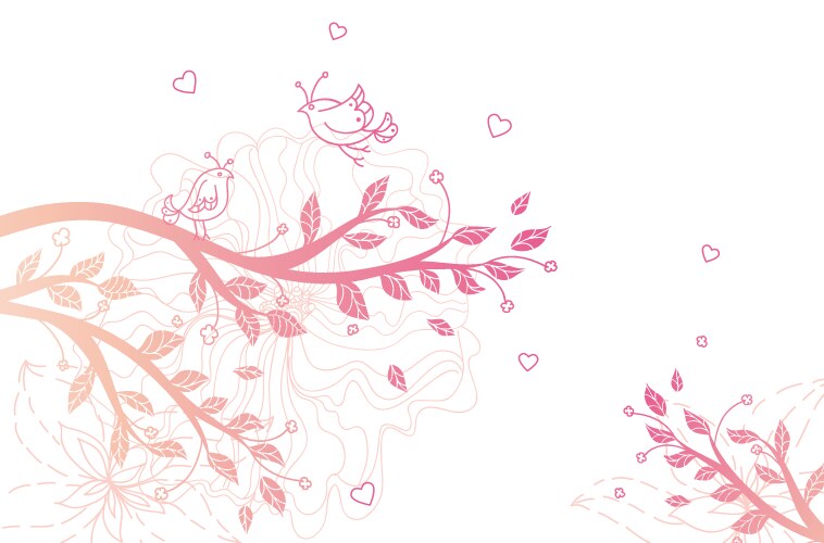 Two birds on love tree Royalty Free Vector Image