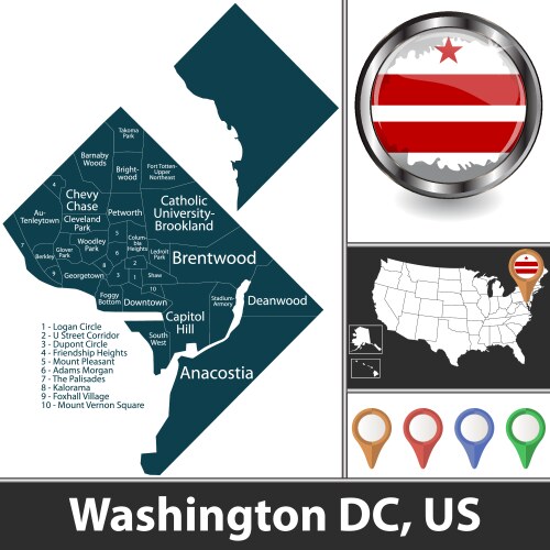Map washington dc metropolitan area Royalty Free Vector
