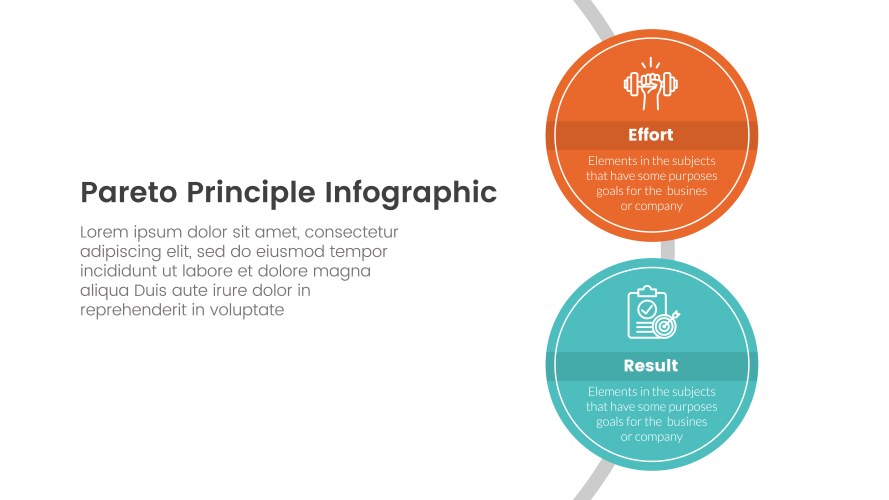 Pareto principle comparison or versus concept Vector Image