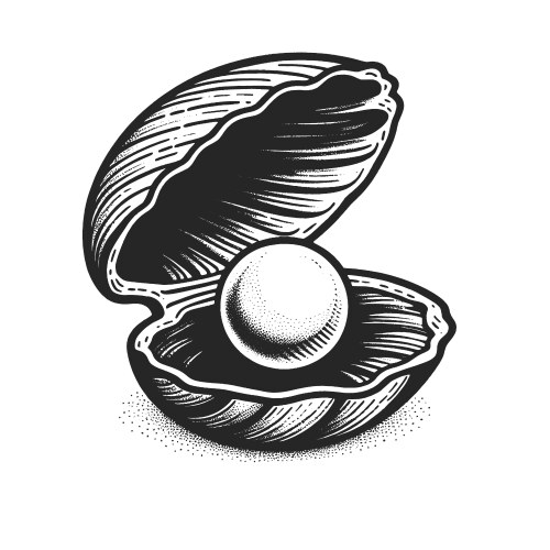 Sea shell with pearl hand drawn sketch Royalty Free Vector