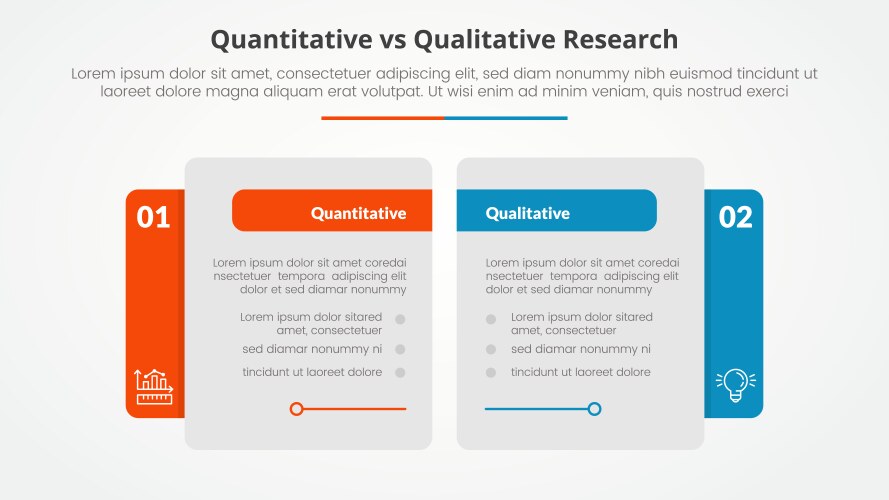 Quantitative vs qualitative research data Vector Image