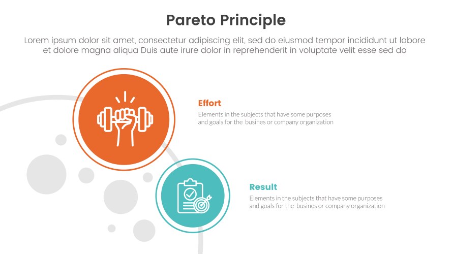 Pareto principle comparison or versus concept Vector Image