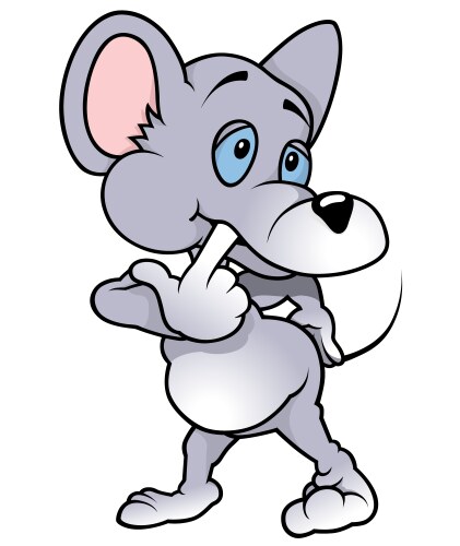 Blue cute mouse cartoon peeking out from white Vector Image