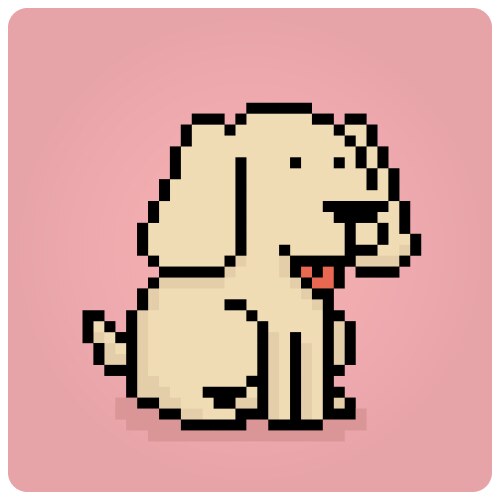 8 bit pixel labrador retriever dog animals Vector Image