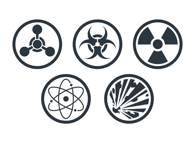 Cbrn symbols in flat style Royalty Free Vector Image