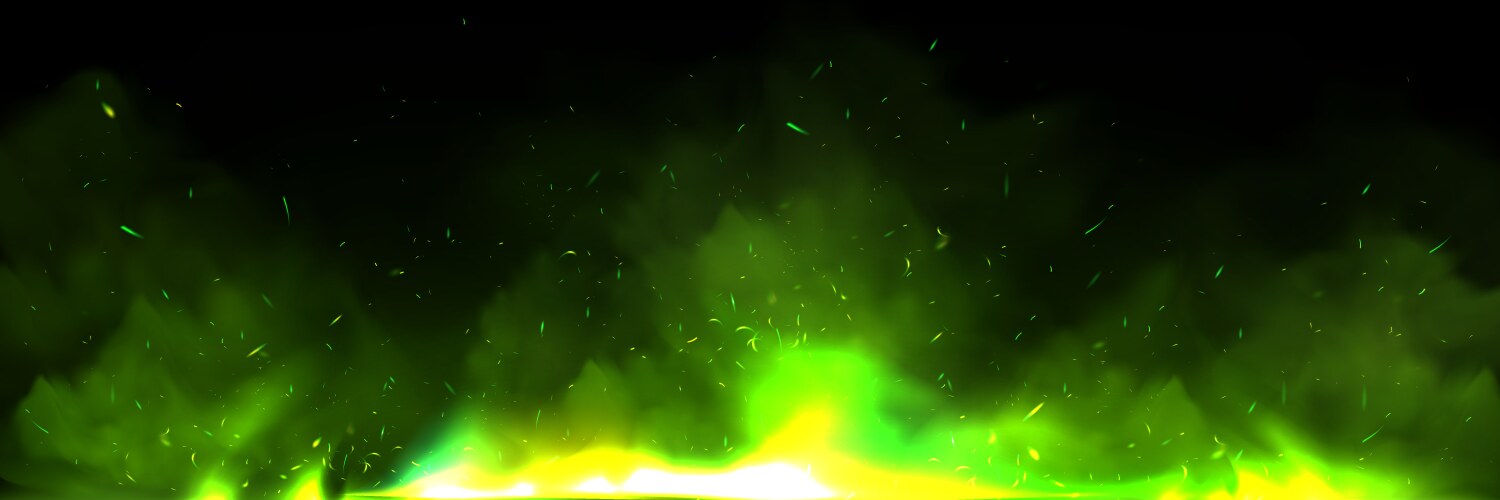 Green fire effect overlay with ember and smoke Vector Image