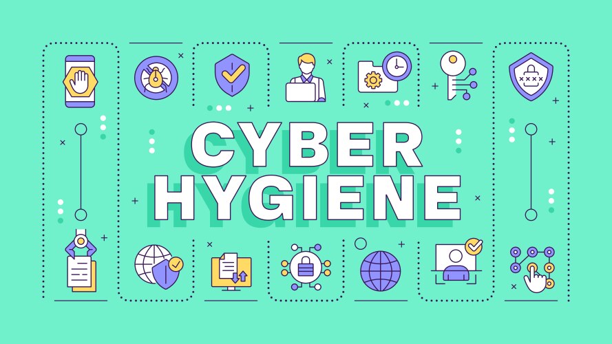 Cyber hygiene blue word concept Royalty Free Vector Image