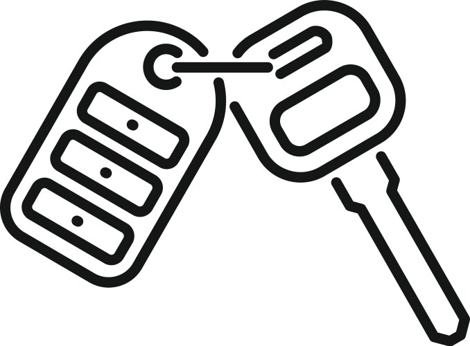 Smart alarm key icon outline vehicle Royalty Free Vector