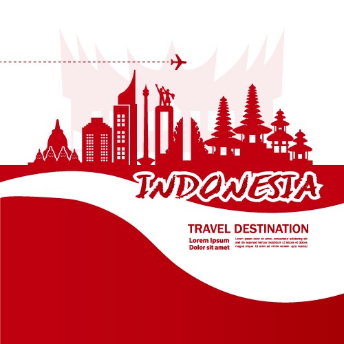 Indonesia architecture landmarks skyline Vector Image