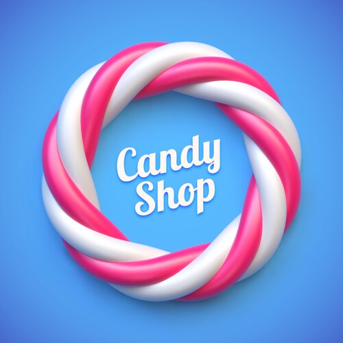 Christmas candy frame round isolated blank Vector Image