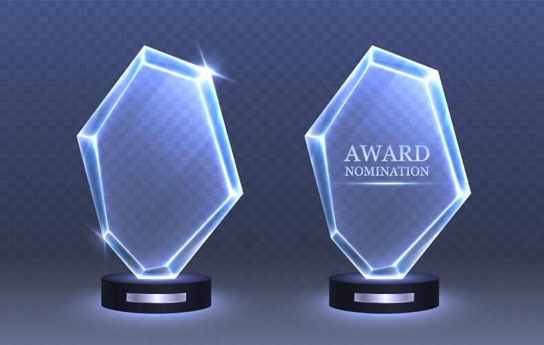 Transparent trophy awards glass award on stand Vector Image