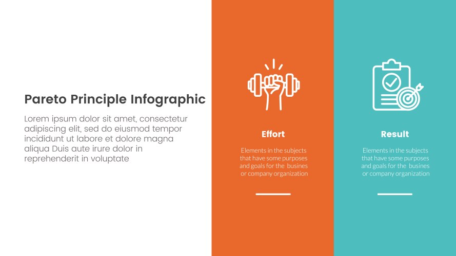 Pareto principle comparison or versus concept Vector Image